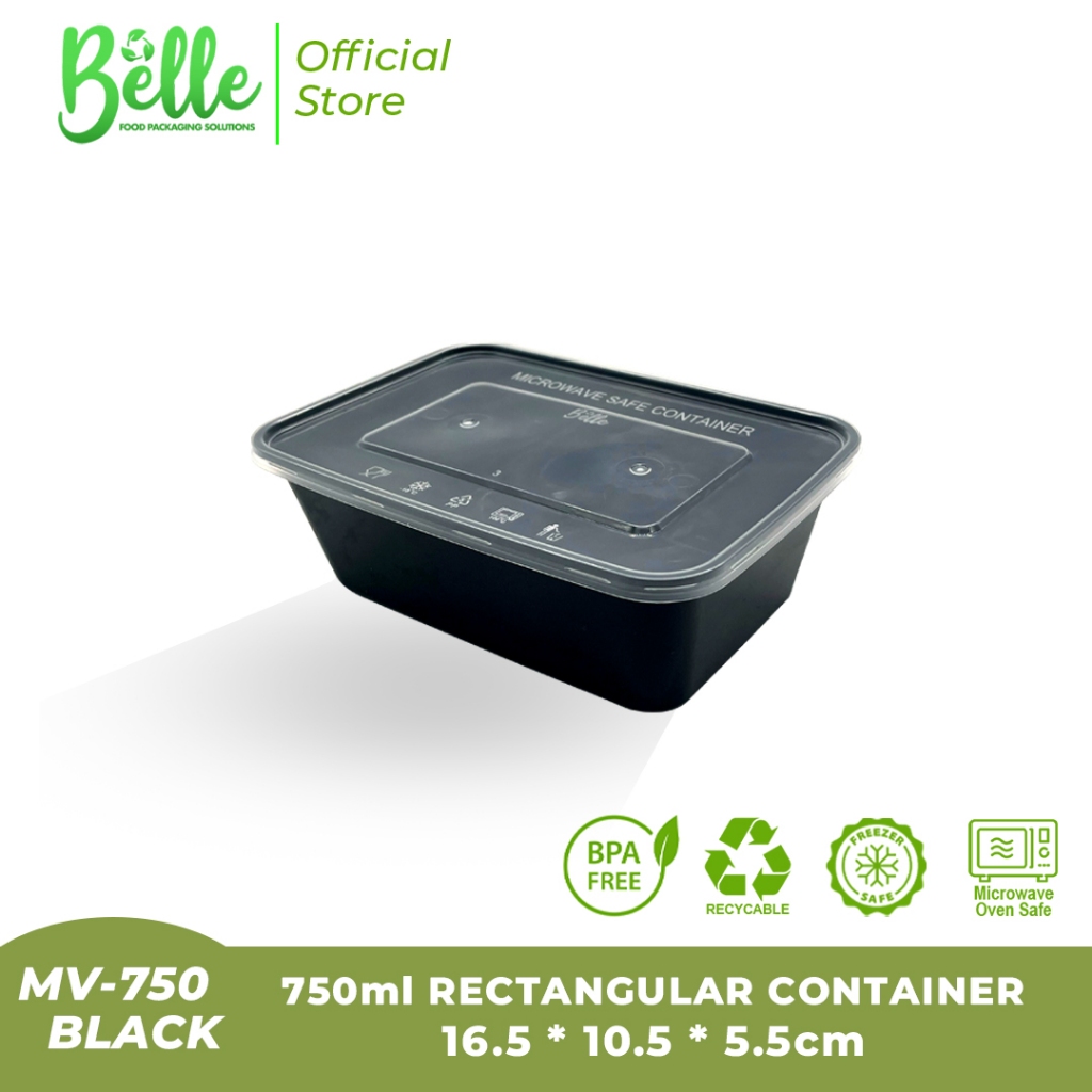 Belle RE 750 Microwavable Container 750mL (Rectangular) (10pcs/pack) | Shopee Philippines