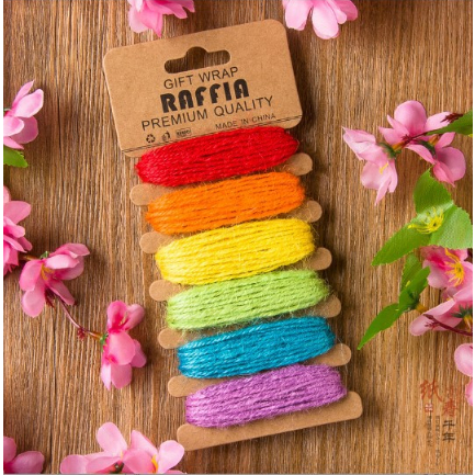 QJOQ.ph(5m/color) Six Color Card RAFFIA Rope Colored Weaving Decorative ...
