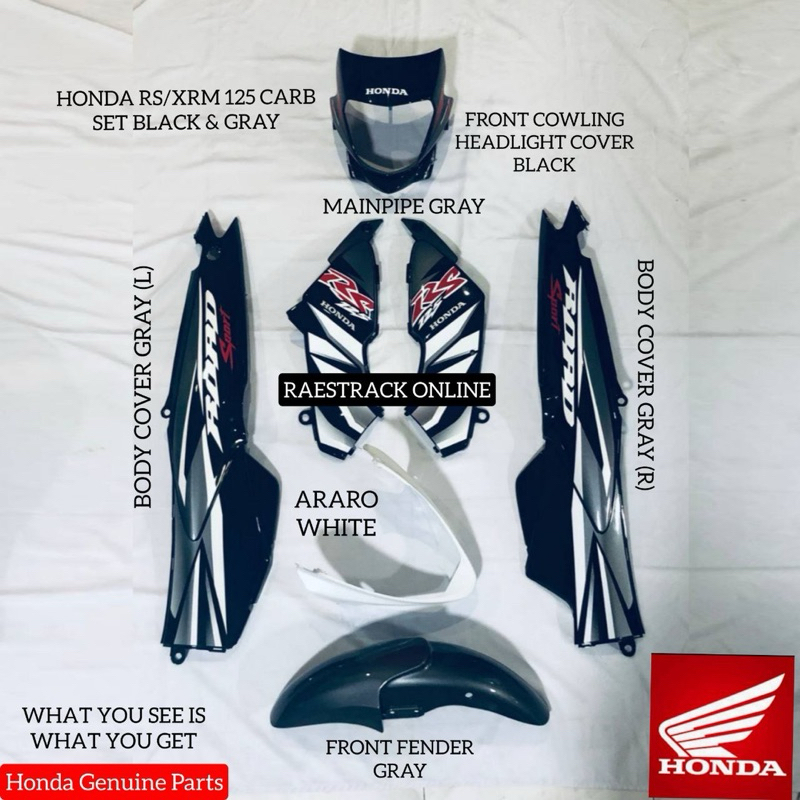 HONDA RS XRM 125 CARB FAIRINGS SET GRAY (but black cowling) w/ ARARO ...
