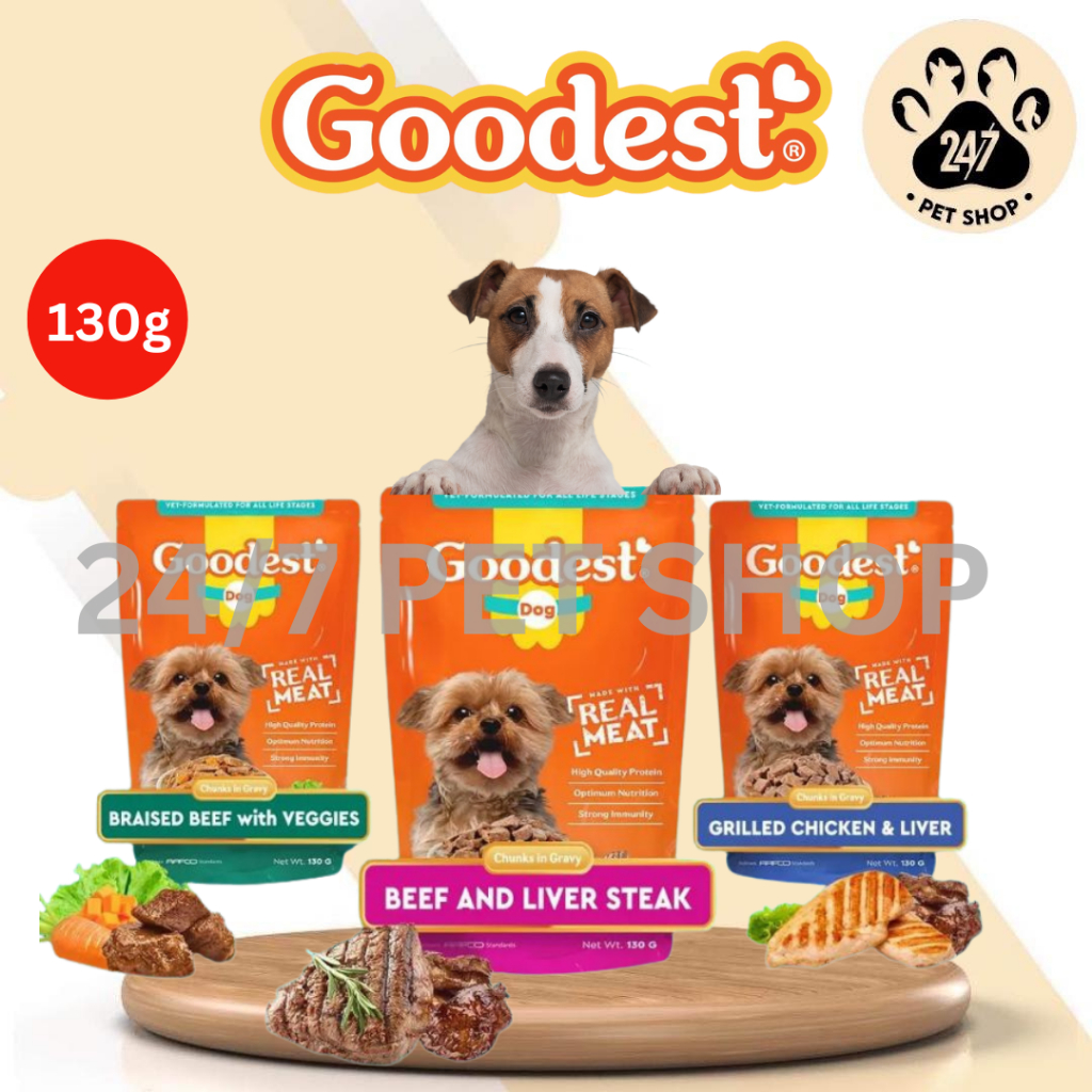 130g Adult Puppy Goodest Dog Wet Dog Food Pouch 24/7 Pet Shop Pet ...