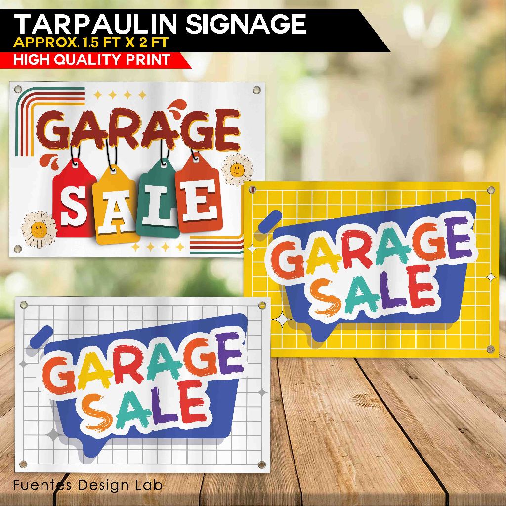 2pcs GARAGE SALE Tarpaulin Signage | 1.5ft x 2ft | Shopee Philippines