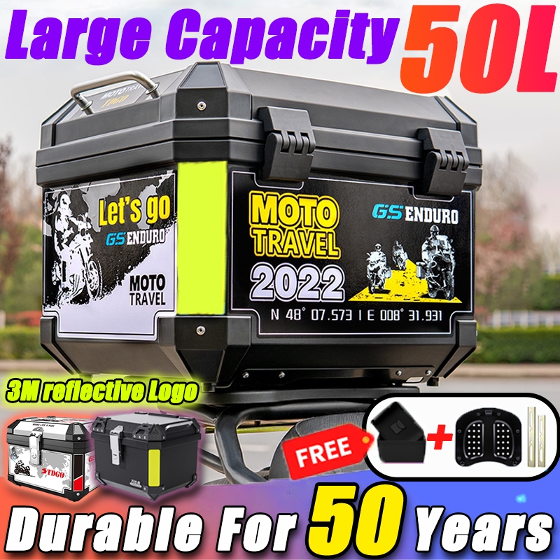50L Motorcycle Top Box Top box for Motorcycle tail box reflective strip ...