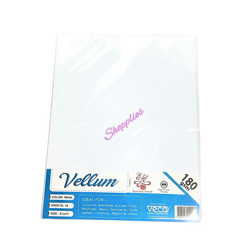 VECO Vellum Board White 180 gsm 10s (10 sheets per pack) | Shopee ...