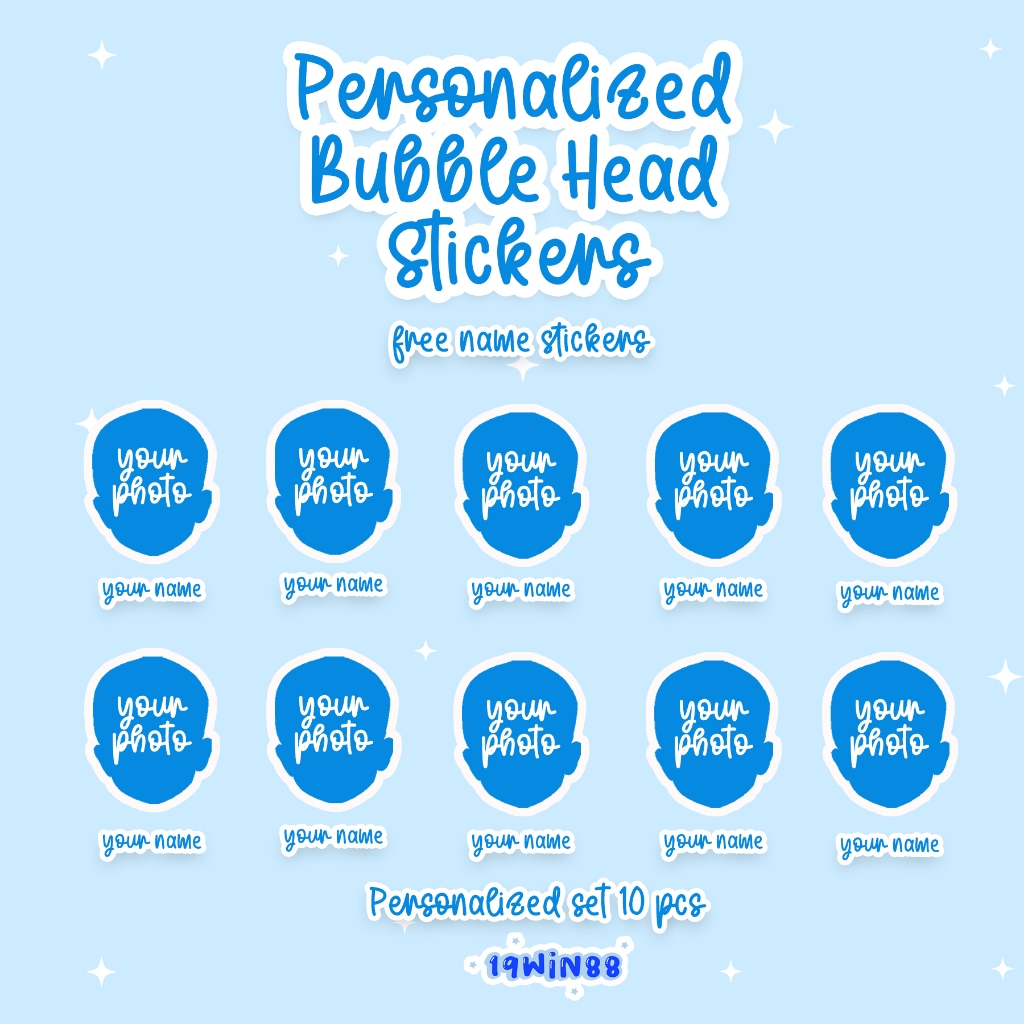 Personalized Customized Mini Bubble Head Face Cut out Vinyl Sticker ...