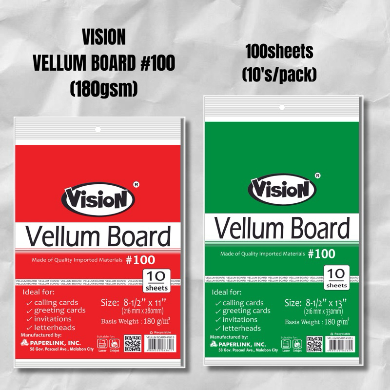 Vision Vellum Board Short/ A4/ 180gsm, 100sheets | Shopee Philippines