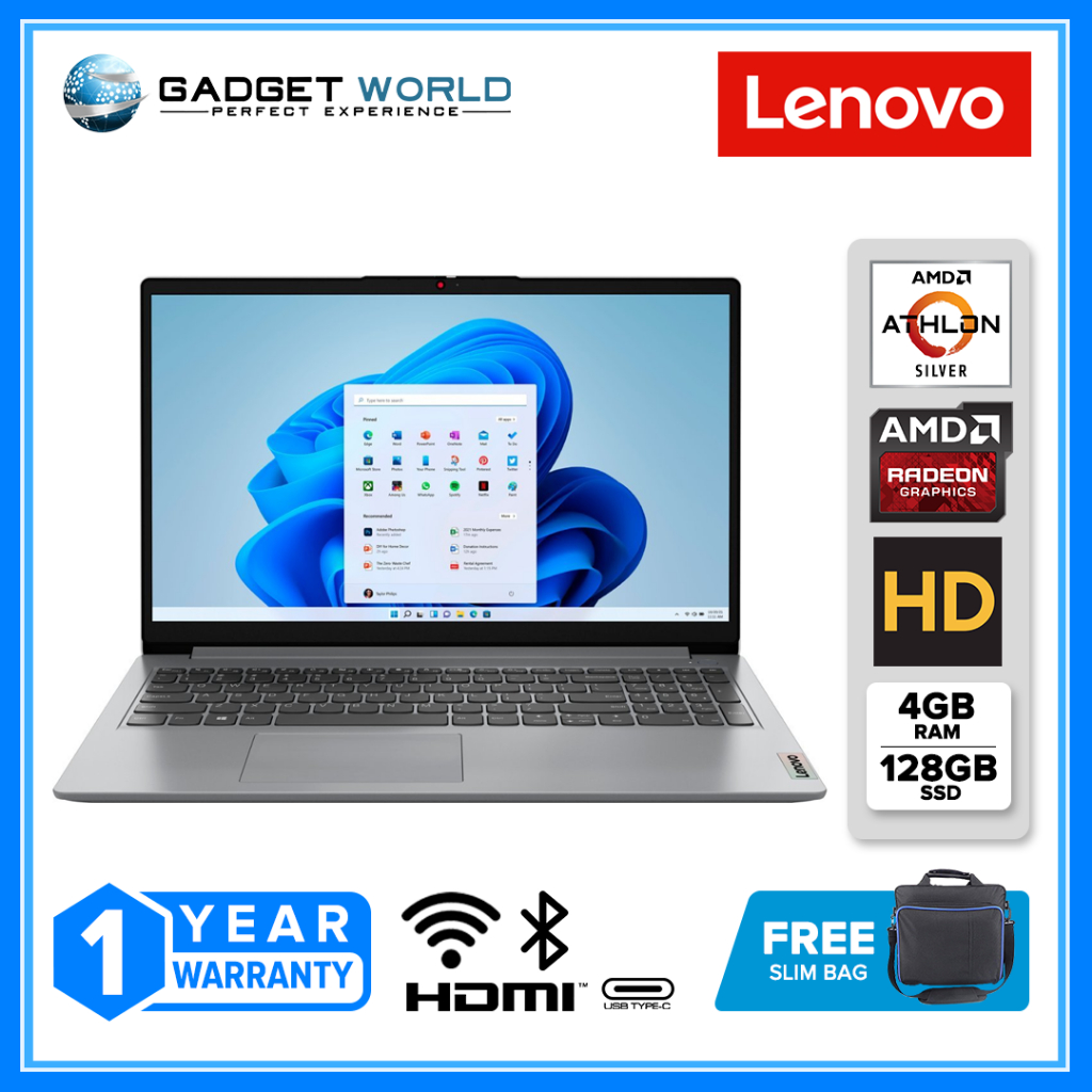 Lenovo Ideapad 1 15.6" Laptop AMD Athlon Silver 7120U 4gb/128gb Cloud ...