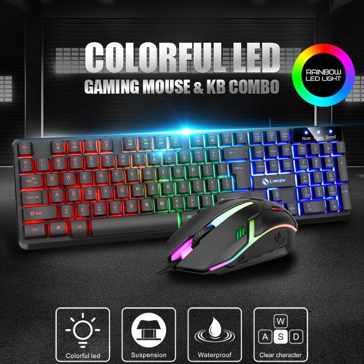 GTX350 wired LED keyboard mouse kit USB 104 Keys Illuminated Keyboard ...