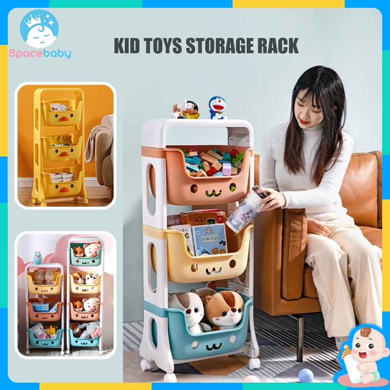 2 / 3 / 4 Tier Trolley Kids Toy Storage Rack Multi-layer Organizer ...