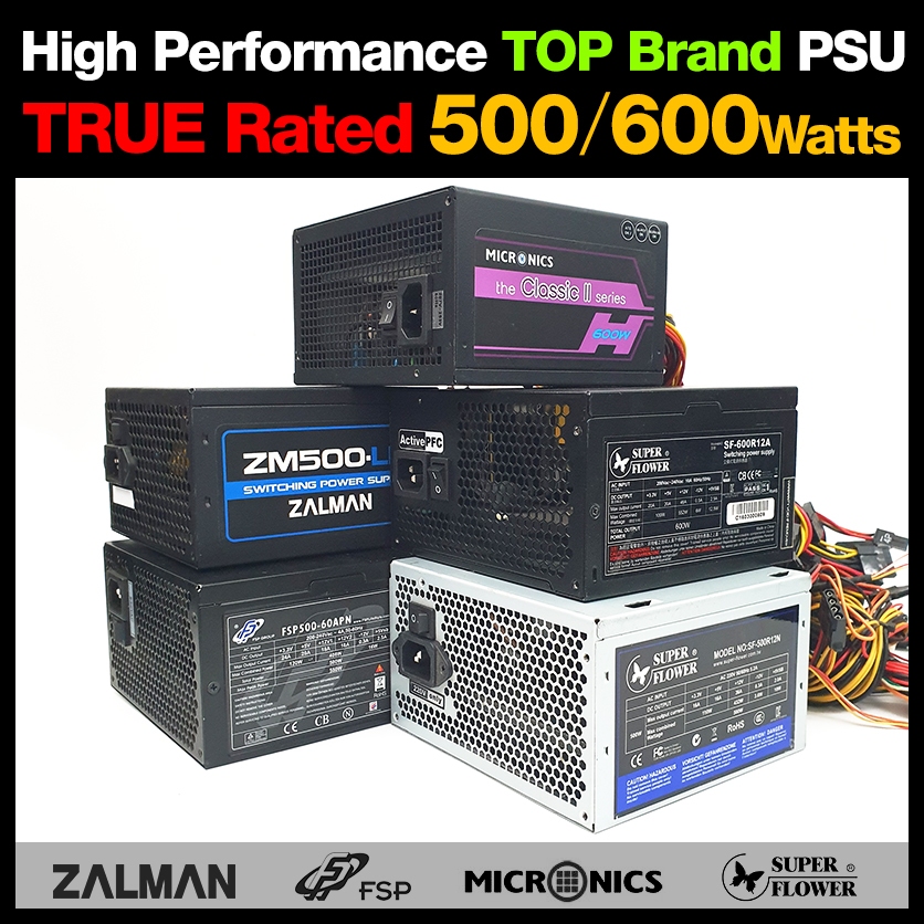 Real TRUE RATED 500W 600W with GPU 8 PIN 6 PIN Power Supply PSU ...