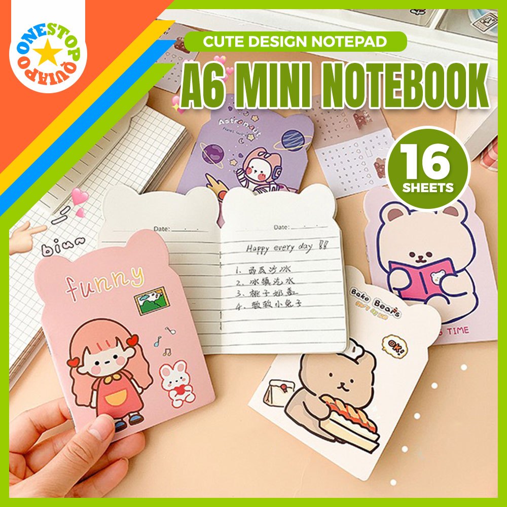OSQ 16 Sheets A6 Mini Cute Design Notepad Small Notebook For Office ...