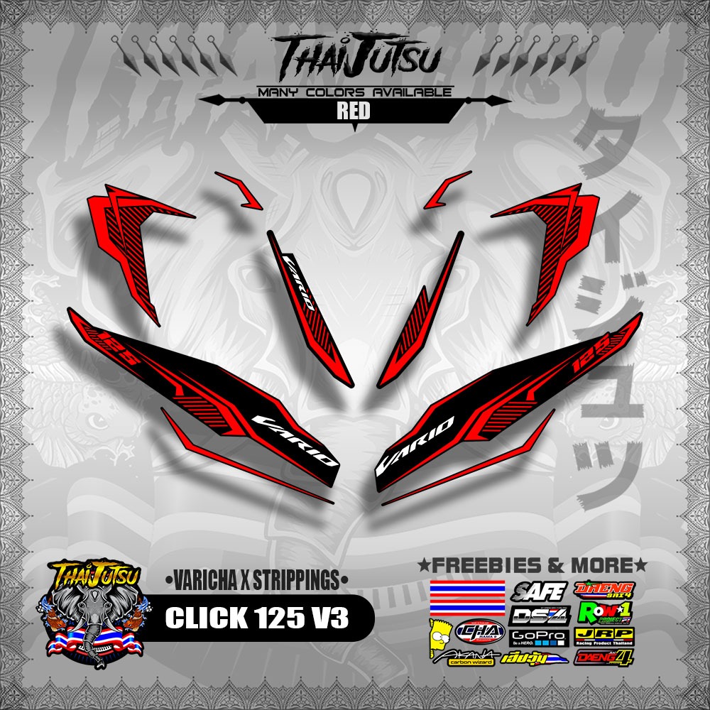 CLICK 125 V3 DECALS ( VARICHA X STRIPPINGS )【ThaijutsuStickers ...