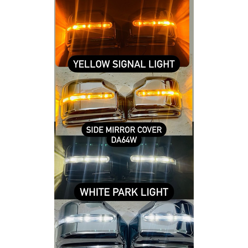 DA64W Chrome Side Mirror Cover Set with LED light for Suzuki Every ...