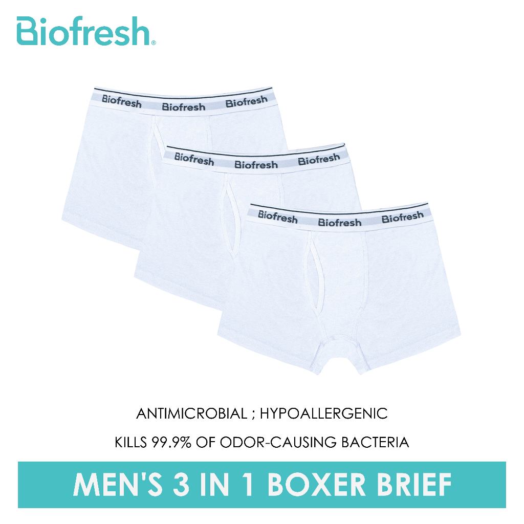 Biofresh Men's Antimicrobial Cotton Boxer Briefs 3 pieces in a pack ...