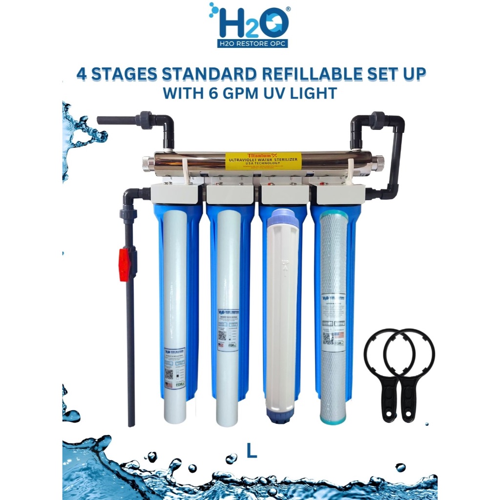 4 Stages Water Filter Refillable Deepwell Standard Heavy Duty Complete ...