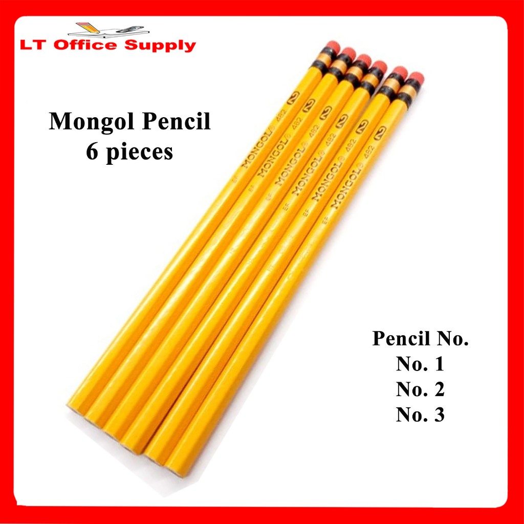 6pcs Mongol Writing Pencil No.1, 2 , 3 , No. 2 Trio and XL | Shopee ...