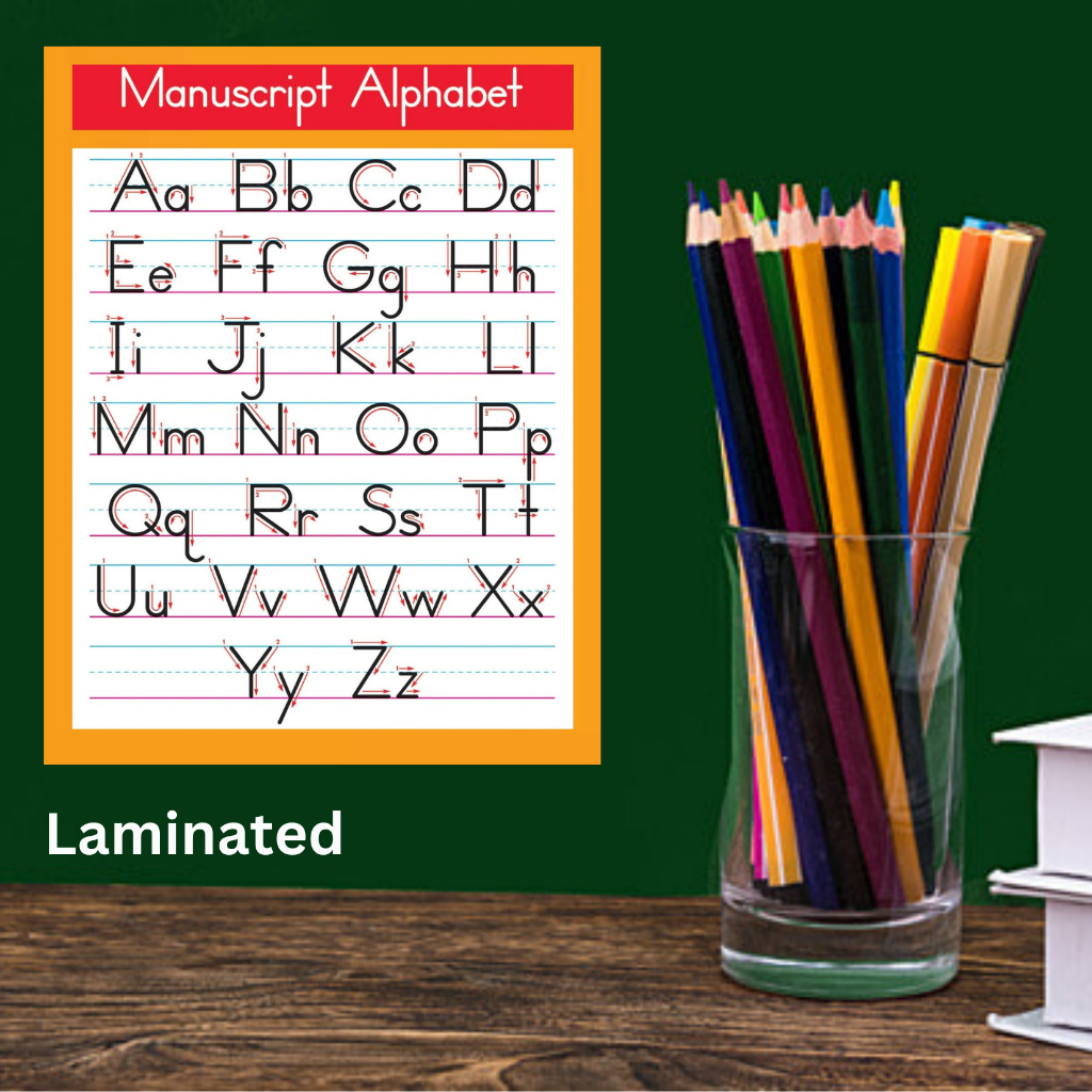 Laminated Manuscript Alphabet Charts, and Cursive Alphabet Charts for ...