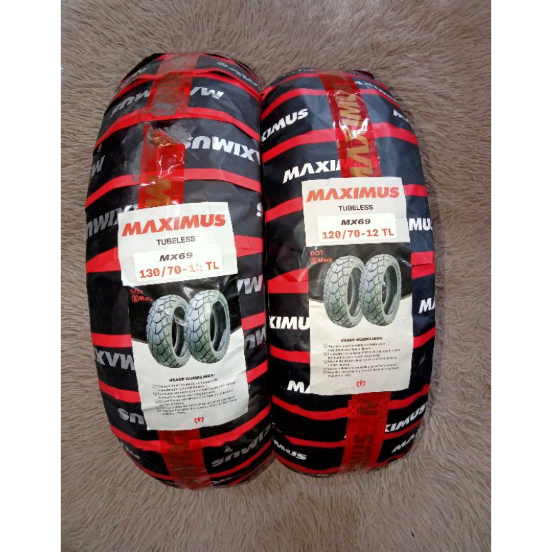 Maximus Tire PG69 for Burgman/Rusi Rango Tubeless 120/70-12 130/70-12 ...