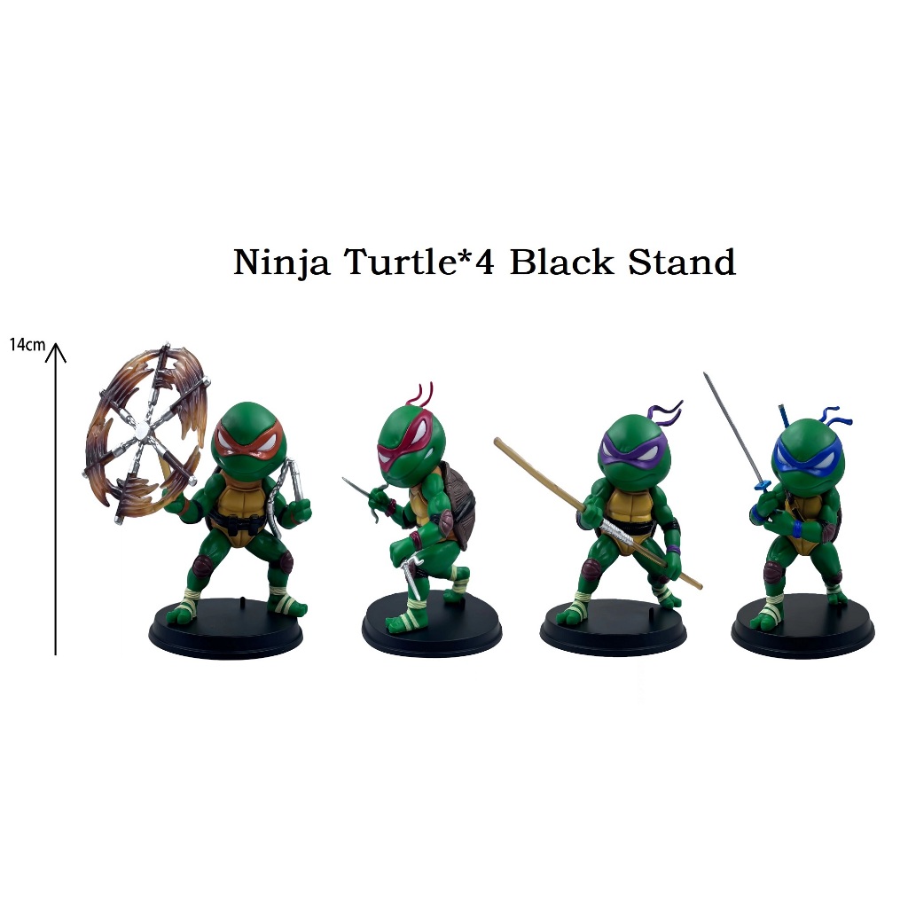 TMNT Ninja Turtles Set of 4 Black Stand Leonardo Raphael Donatello ...