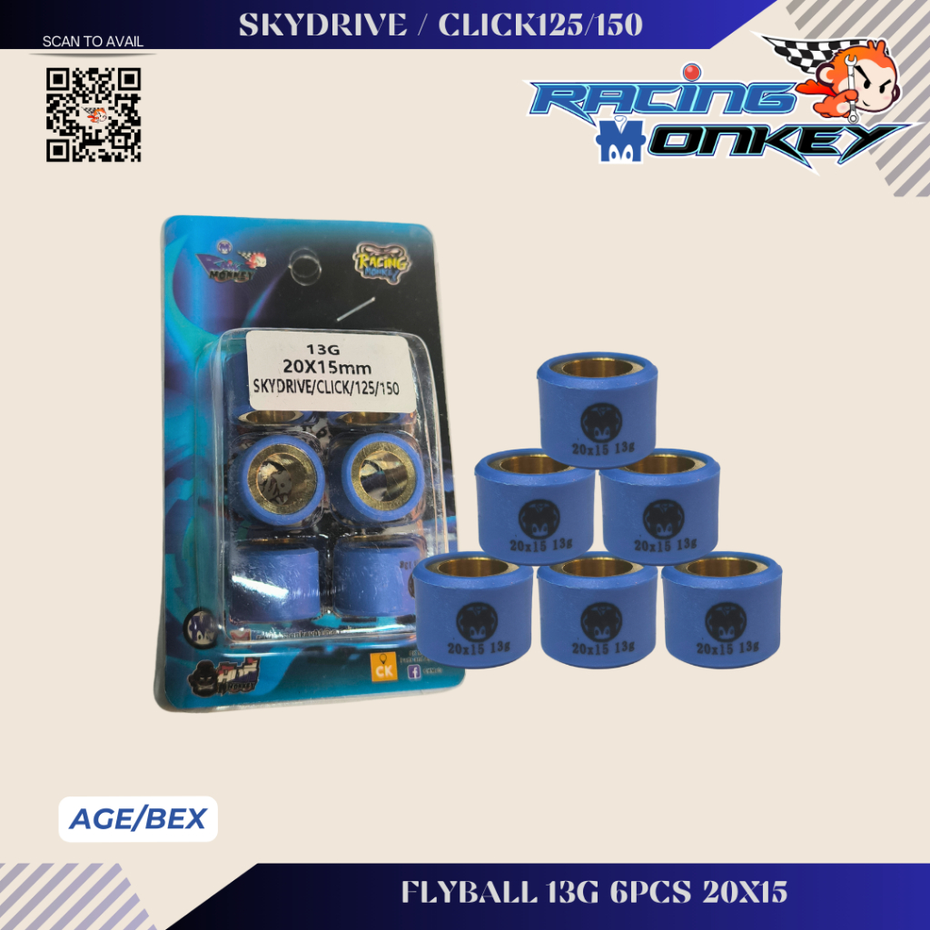 RACING MONKEY FLYBALL 13G 6PCS 20X15 FOR SKYDRIVE/CLICK125/150 | Shopee ...