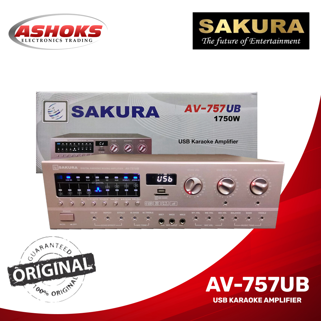 Sakura AV757UB Amplifier/1750W x2 / USB Karaoke Amplifier / Sakura ...