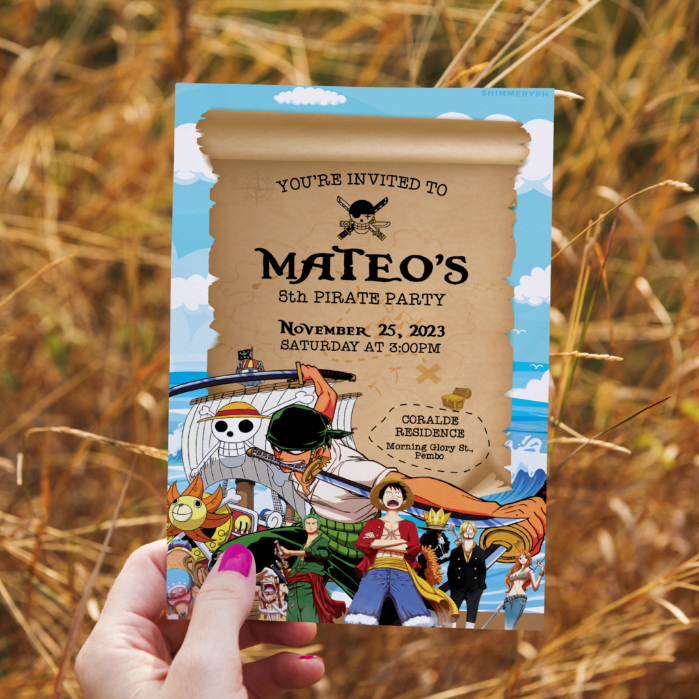 3R/4R-sized Roronoa Zoro Luffy One-piece Theme Birthday Invitation ...