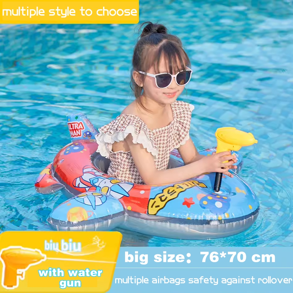 Children's inflatable swimming floating boat with water gun Inflatable ...