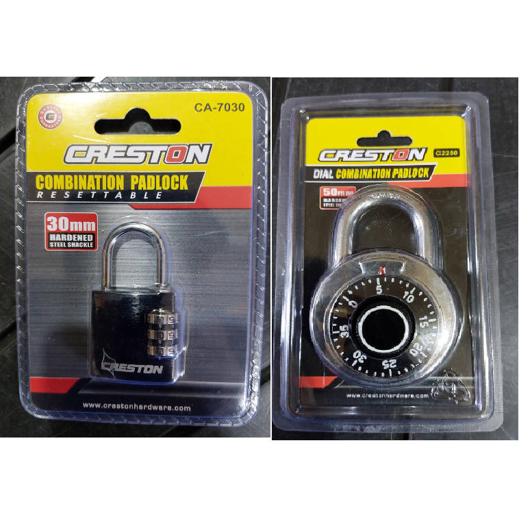 Creston Combination Padlock DIAL 50mm or Resettable 30mm SOLD ...