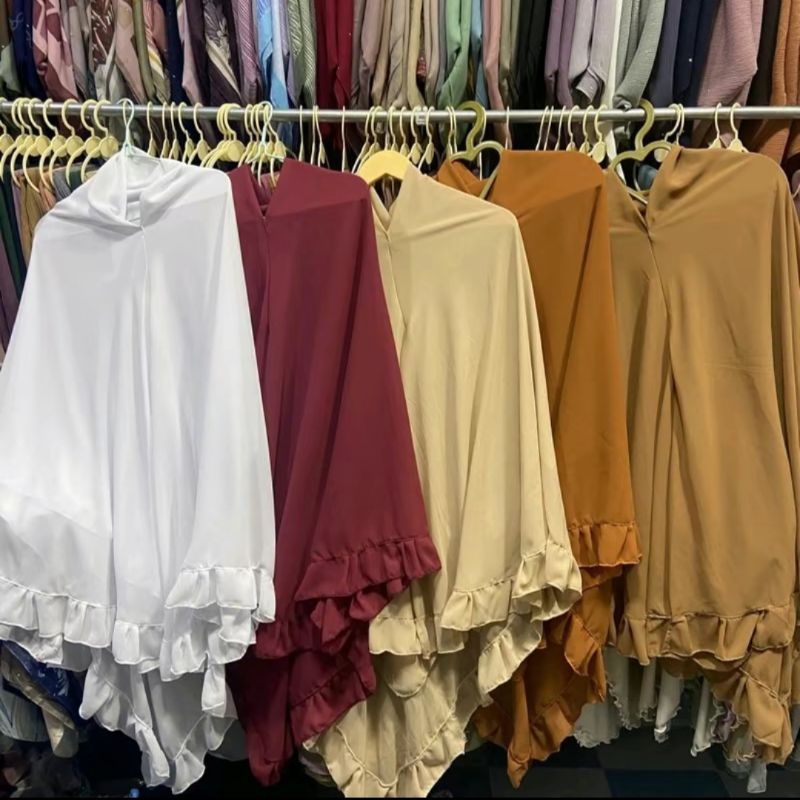 KHIMAR WITH/WITHOUT RUFFLES CHIFFON SLIT-ON HIJAB | Shopee Philippines