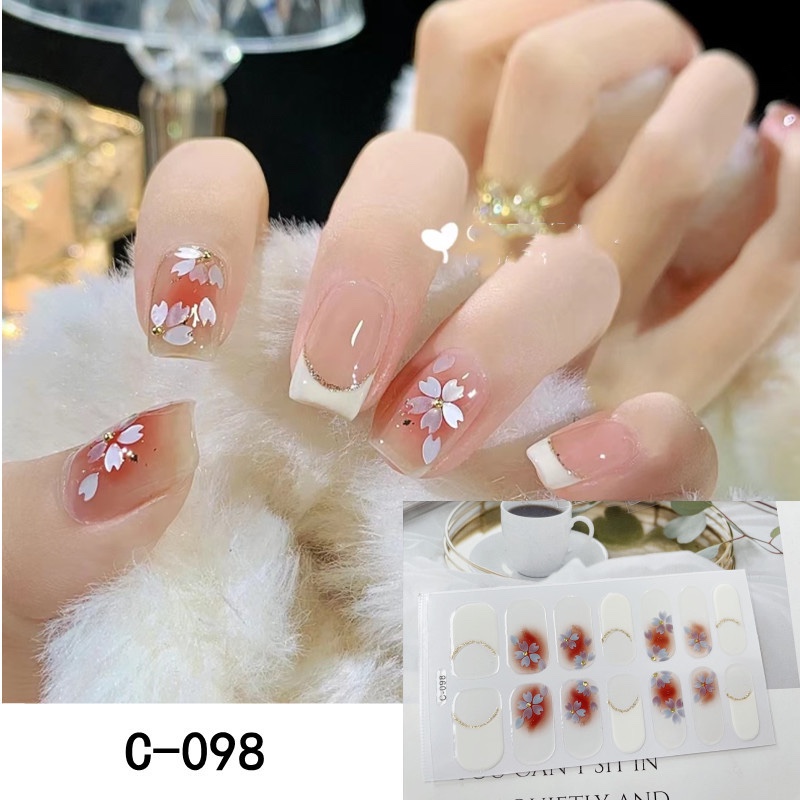 New nail stickers 3d bronzing flower nail sticker waterproof imitation ...