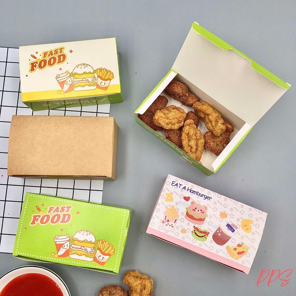 25pcs - Green Fast Food Design/Pink Design, Chicken Nuggets Box Paper ...