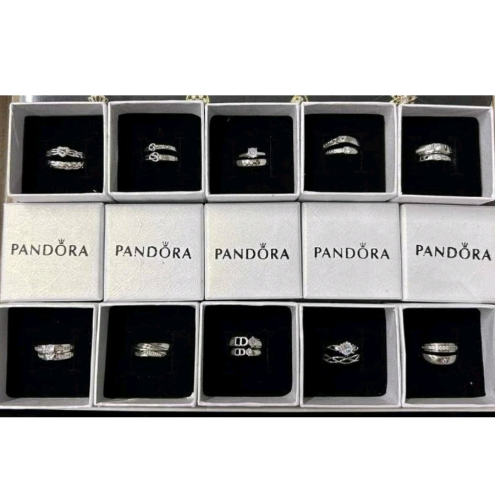 2pcs Couple Wedding Pandora Promise Ring Adjustable Jewelry Rings with ...
