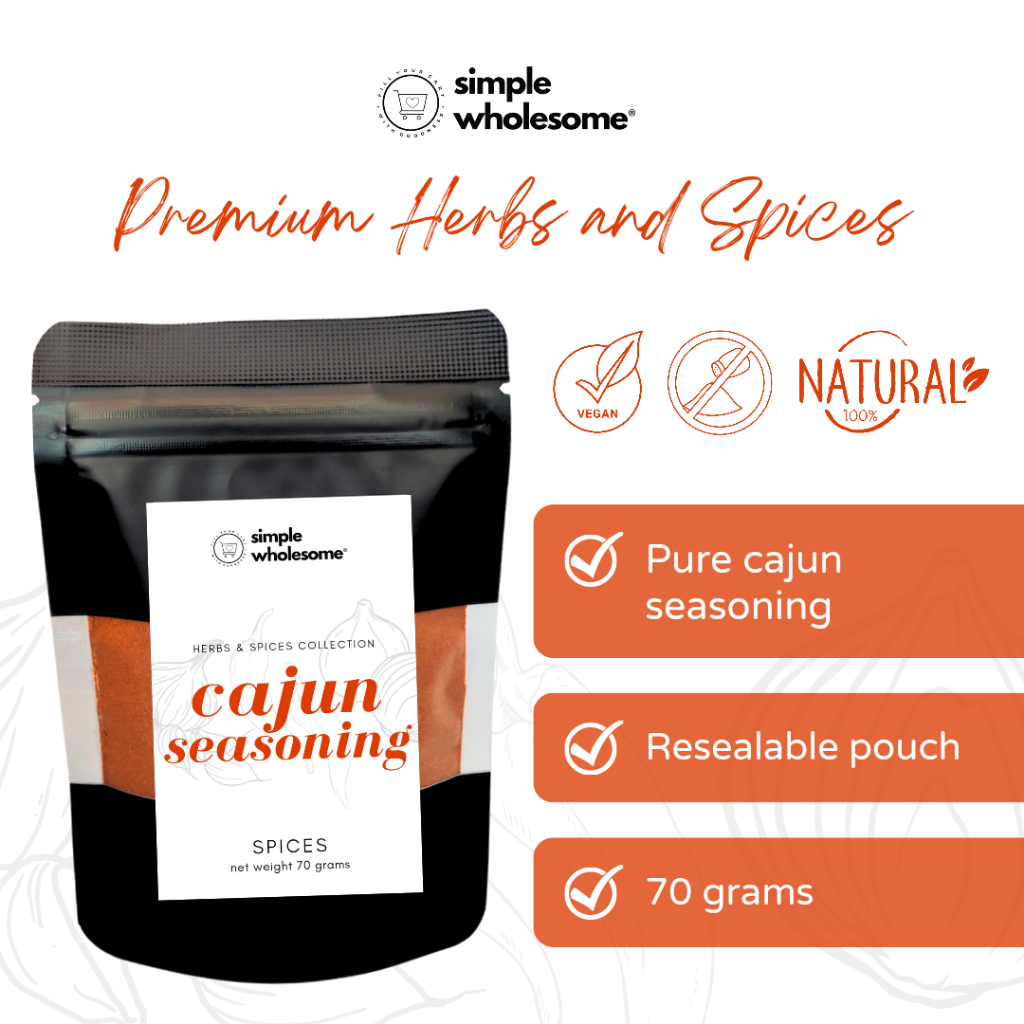 Simple Wholesome Cajun Seasoning Powder (Resealable Pouch 70g Seafood ...