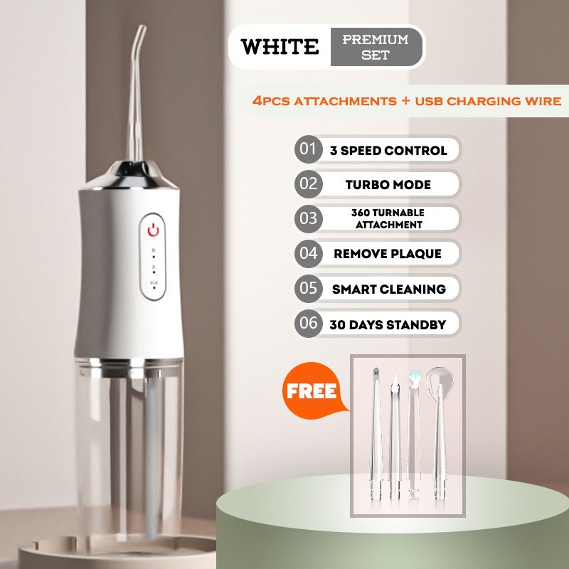Kimp Smart Electric Flosser Oral care Water Flosser 4 Heads 220ML Oral ...
