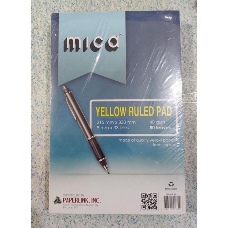 1 Ream Mica Yellow Pad 10 Pads 80 Leaves | Shopee Philippines