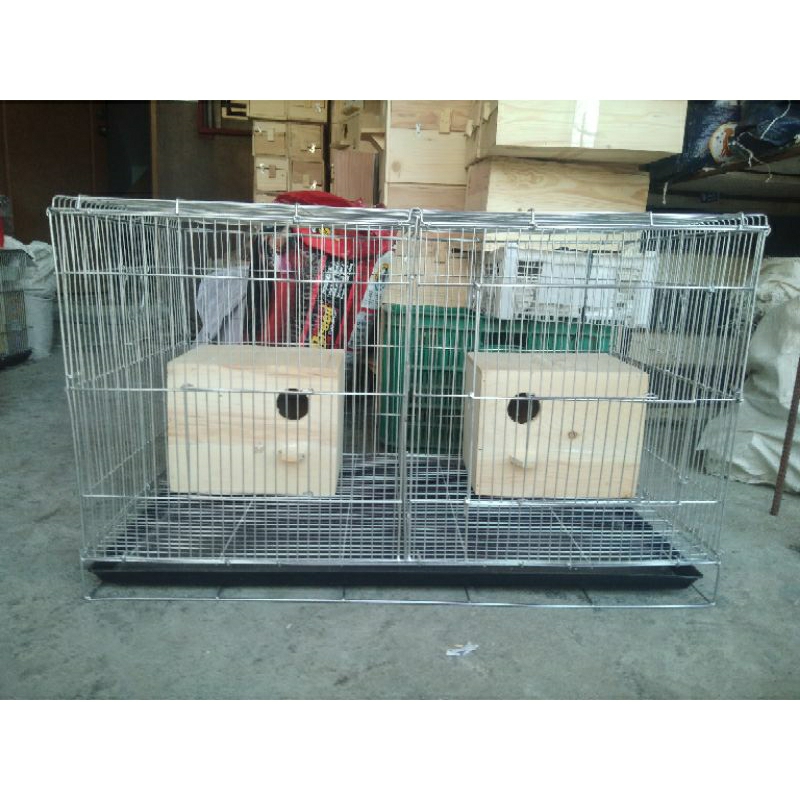Collapsible double cage with 2pcs african nestbox | Shopee Philippines