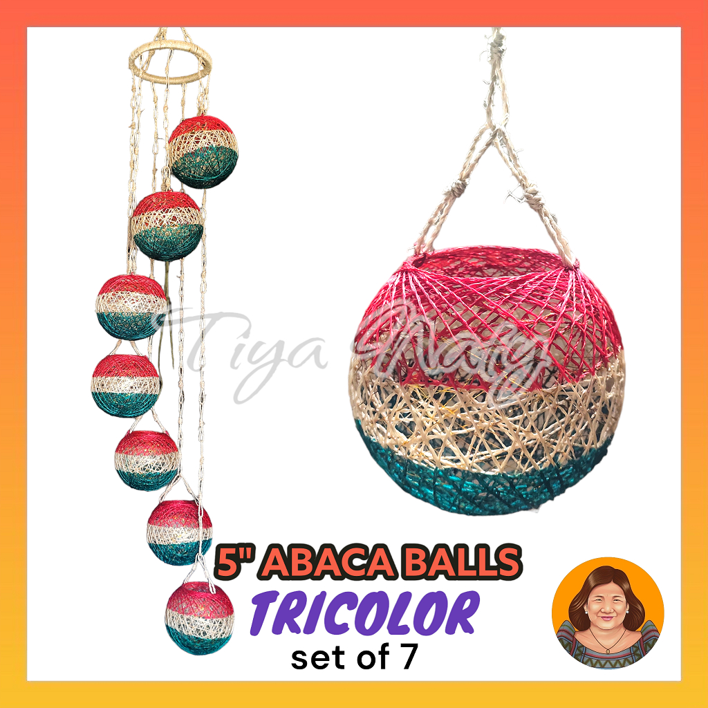 TIYA NATY Hanging Native Globe Abaca Rattan Balls String Indoor Outdoor ...