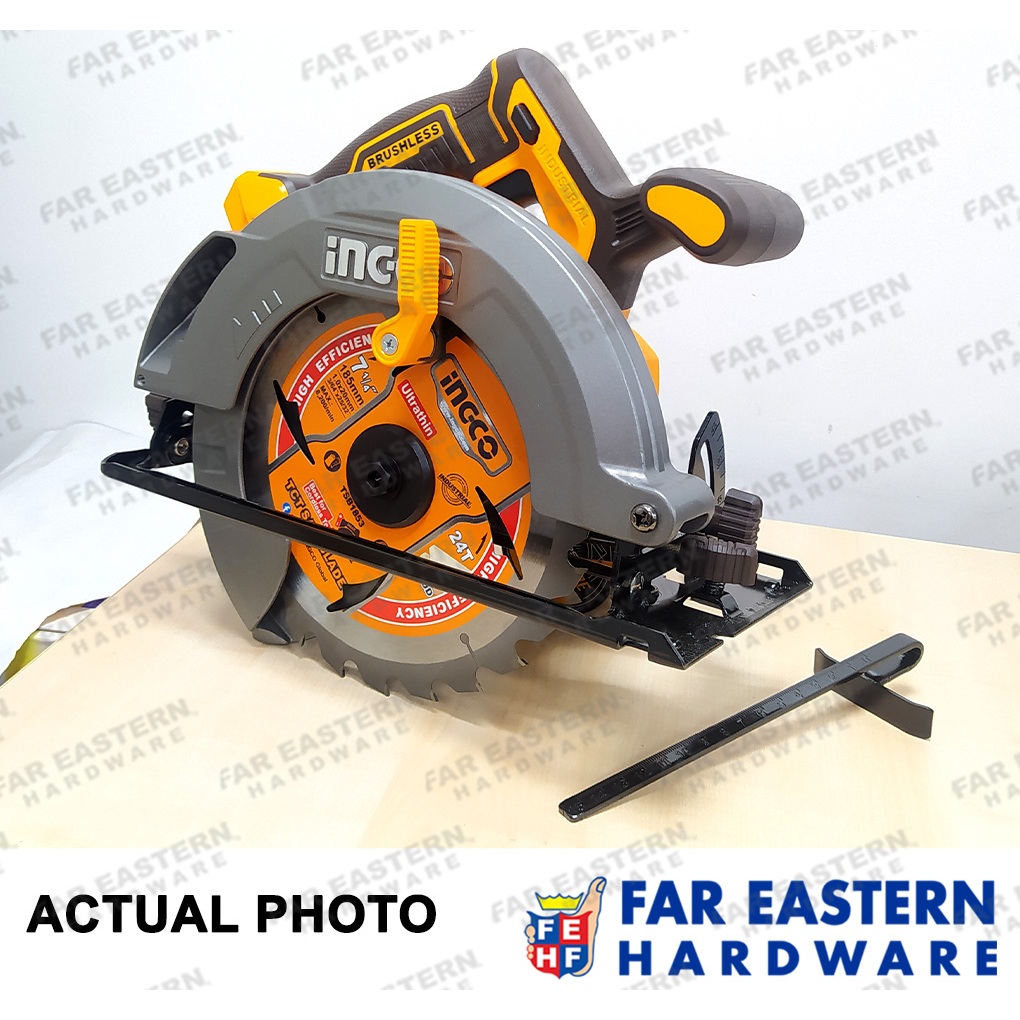 INGCO Cordless Brushless Circular Saw 7 1/4" 20V w/ Blade CSLI1851 ...