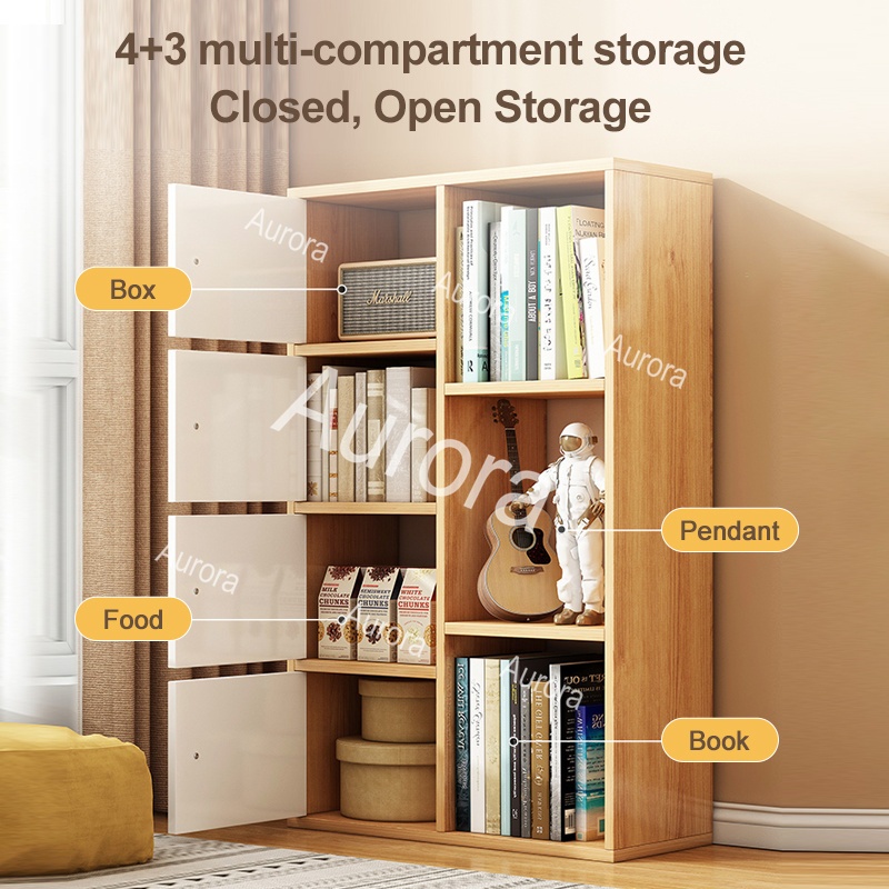 Aurora 3/4 Tier Cabinet Storage Cupboard Home Simple Bookshelf Wood ...