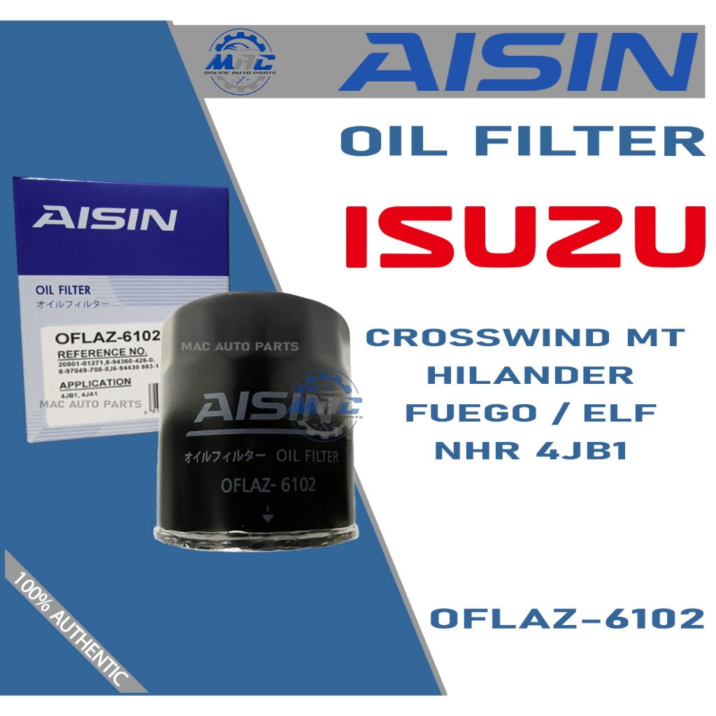 AISIN Oil Filter OFLAZ-6102 same as VIC C-512 for ISUZU CROSSWIND ...
