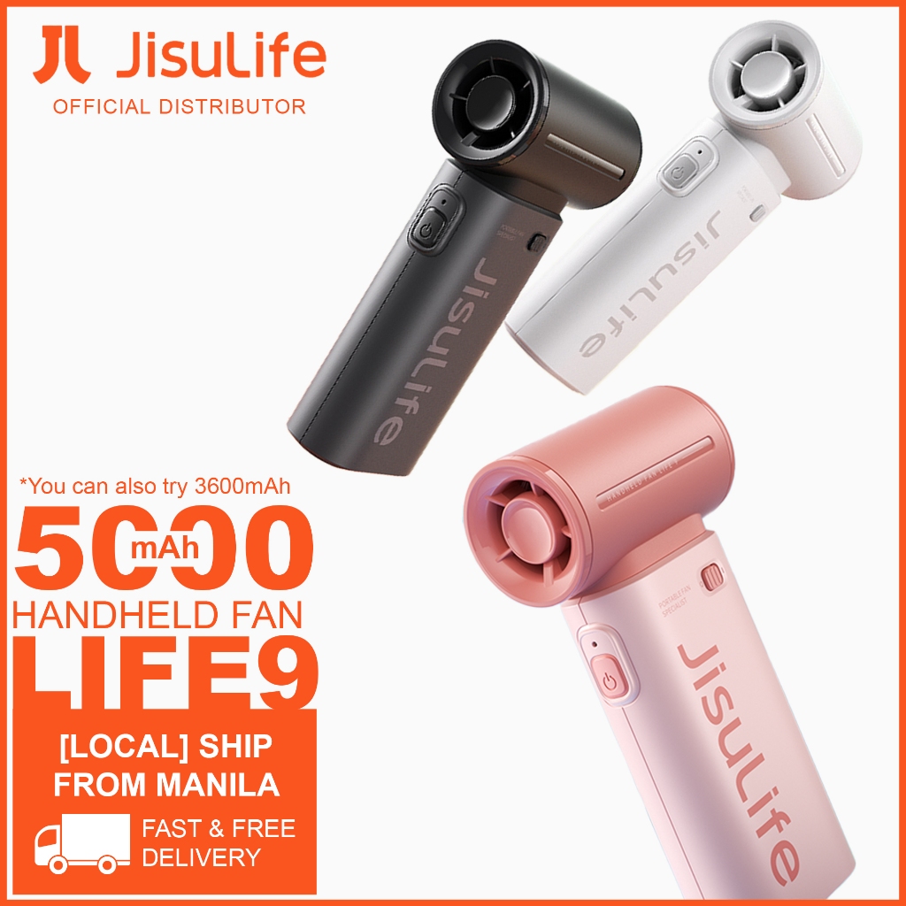 JISULIFE Life 9 Portable Fan Rechargeable 5000mAh Mini Fan With 1-100 Speeds LED Display ...