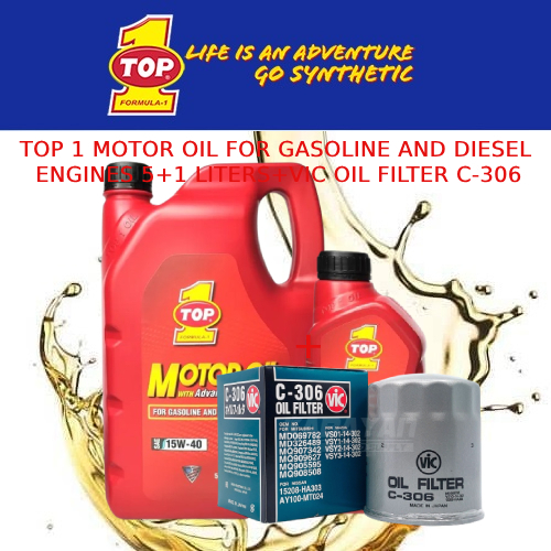 TOP 1 MOTOR OIL FOR GASOLINE AND DIESEL ENGINES 15W-40 6 LITERS+VIC OIL ...