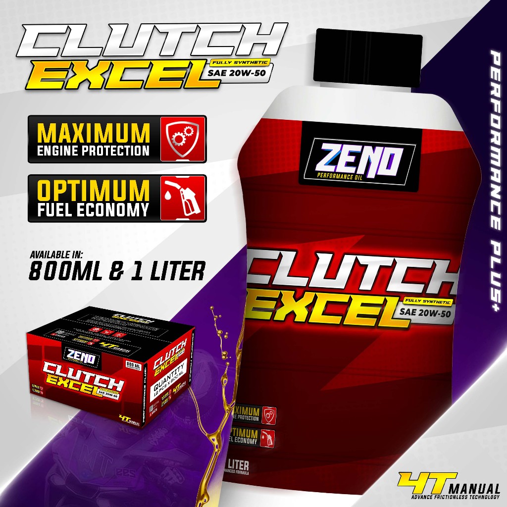 ZENO CLUTCH EXCEL ENGINE OIL 20W-50 (800ML / 1LITER) | Shopee Philippines