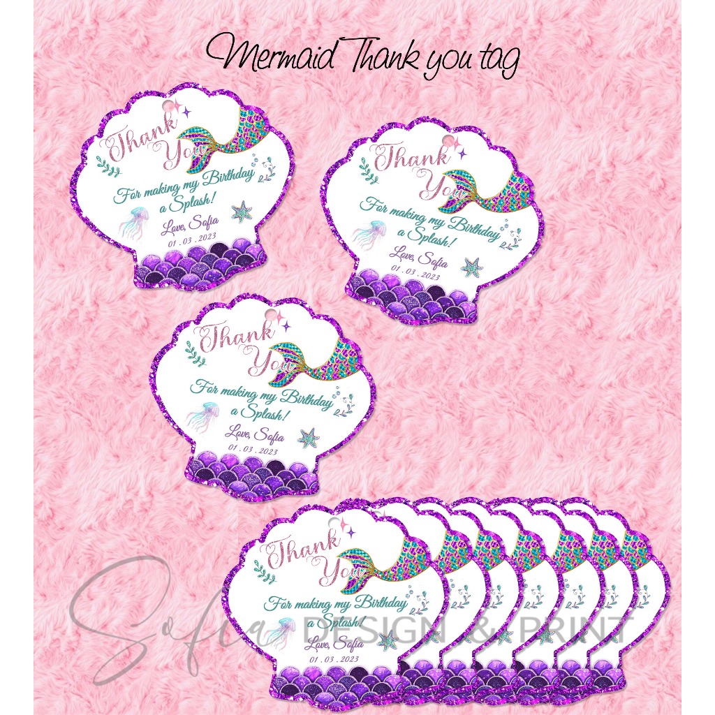 Mermaid thank you tag with string (free layout) | Shopee Philippines