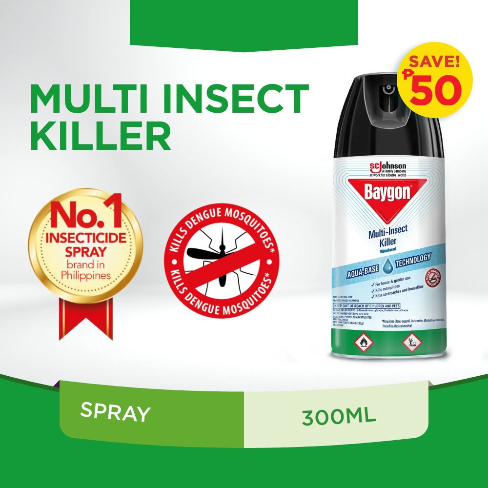 Baygon Multi Insect Killer Water Based 300 ml | Shopee Philippines