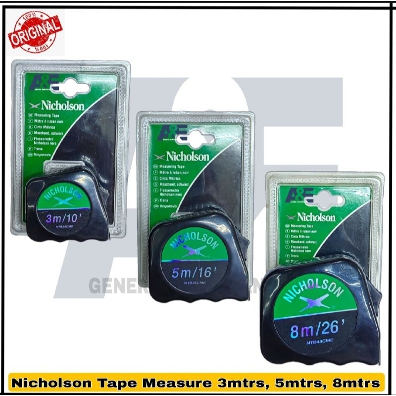 Nicholson Tape Measure 3mtrs , 5mtrs, 8mtrs | Shopee Philippines