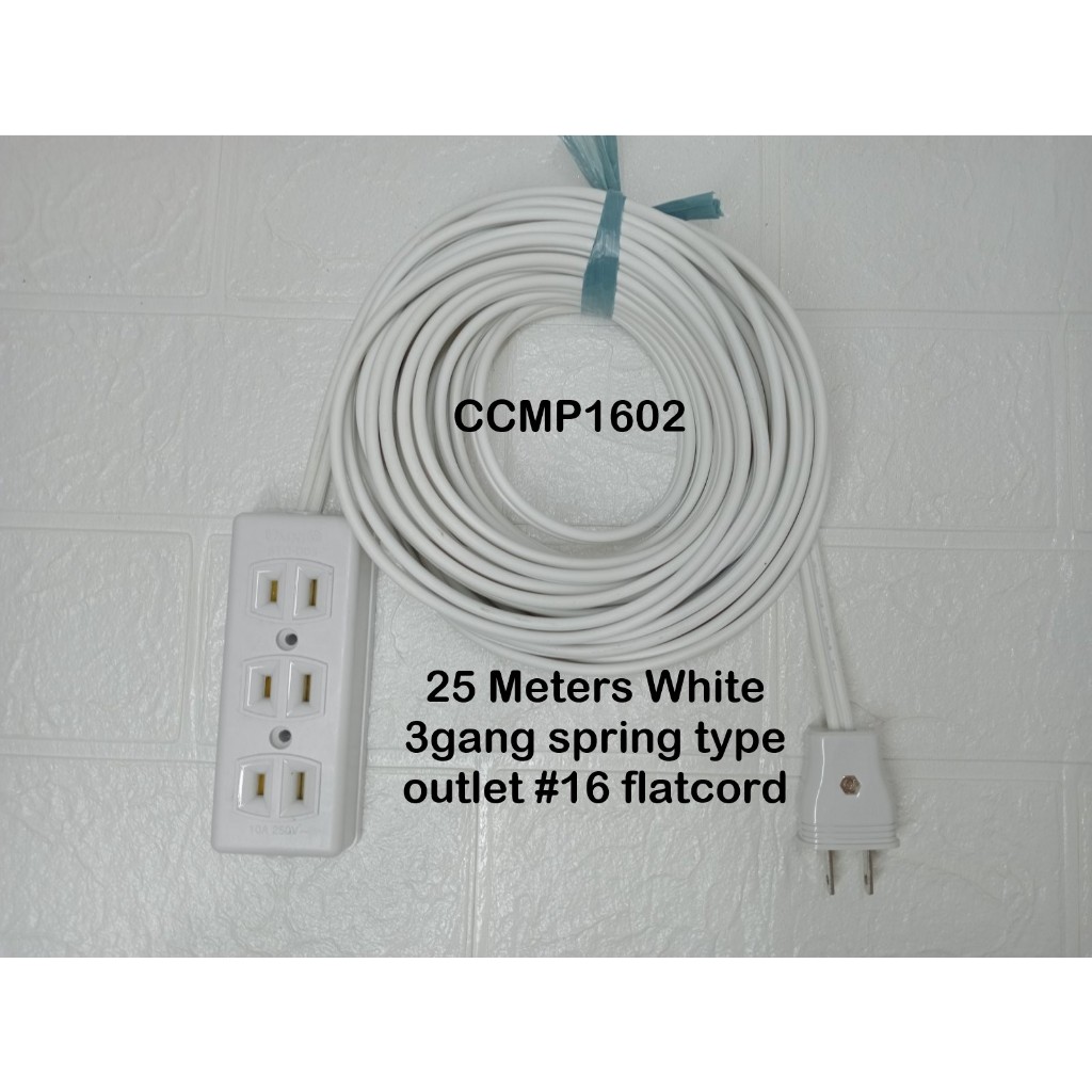 25 to 50 meters Spring type Extension cords wire outlet(3)three gang ...