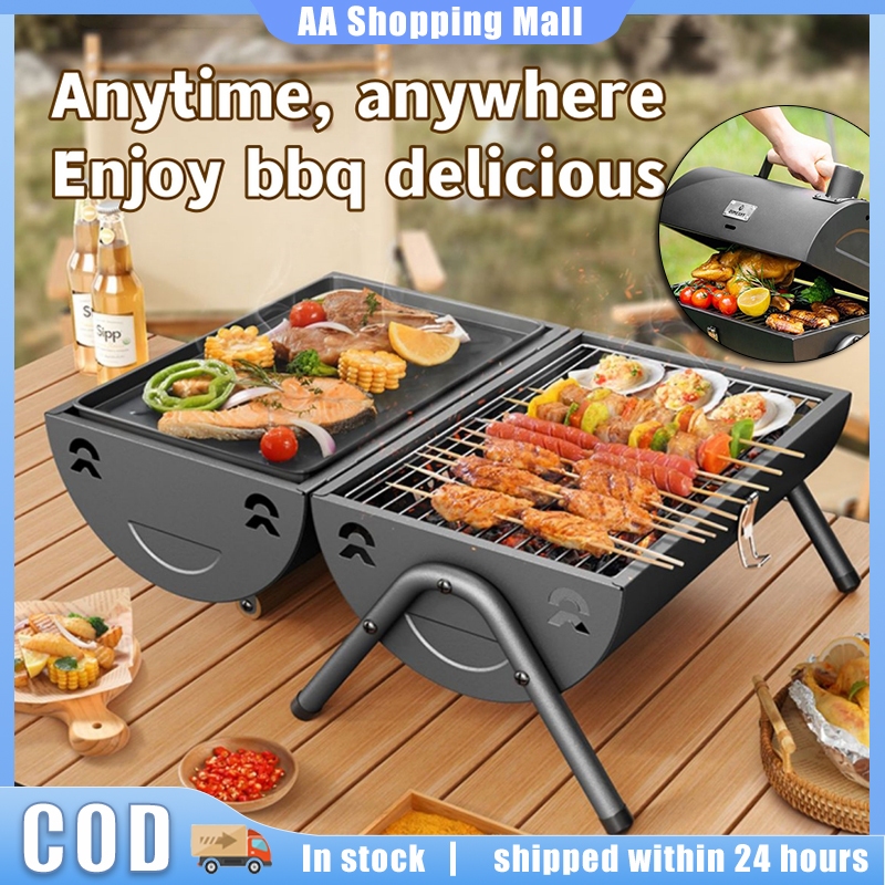 Griller Outdoor Double-sided Grill Stainless BBQ Griller Portable Smoke ...