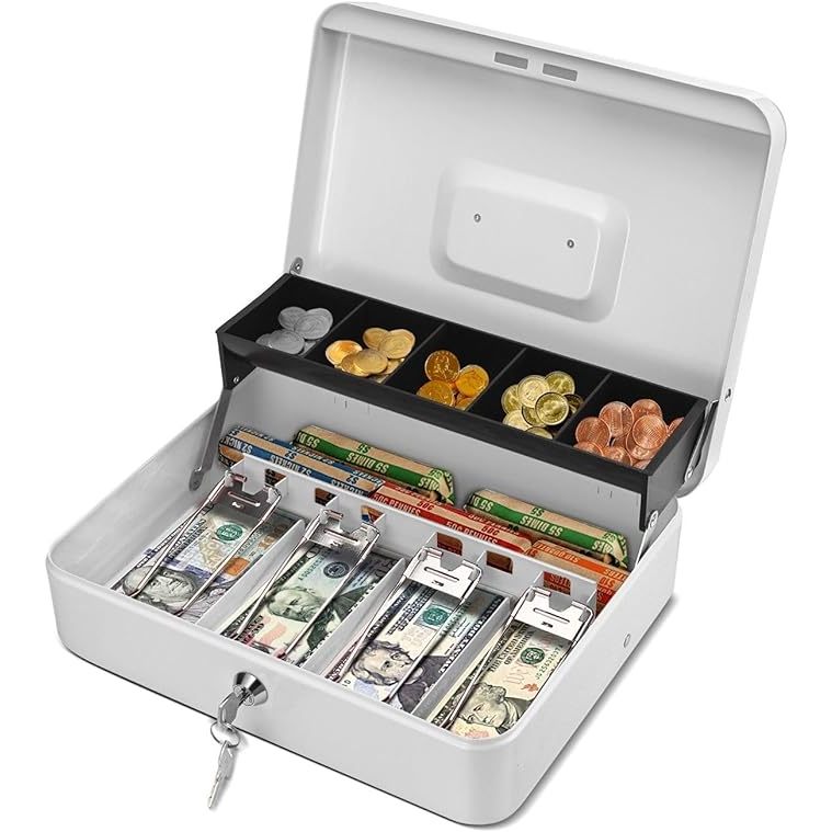 Stainless Steel Metal Cash Coin Cashier Money Drawer Box | Shopee ...