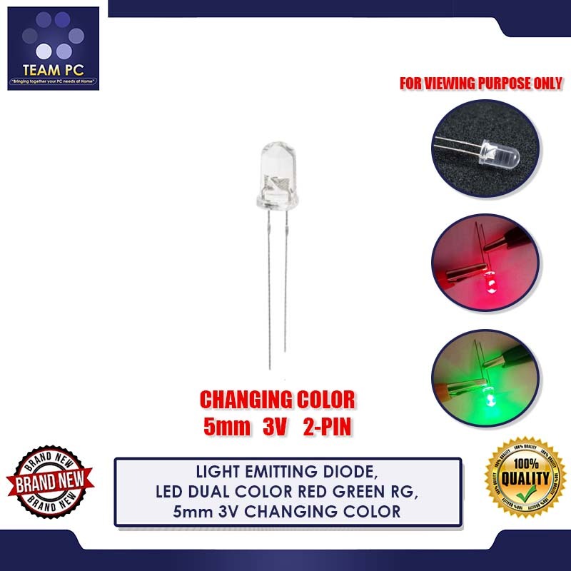 TEAM PC LIGHT EMITTING DIODE, LED DUAL COLOR RED GREEN RG, 5mm 3V ...