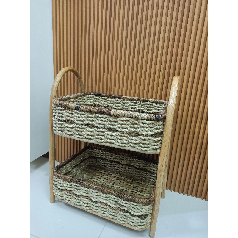 RATTAN 2LAYER DISPLAY RACK/ ORGANIZER/ HANDMADE AND NATIVE ORGANIZER ...